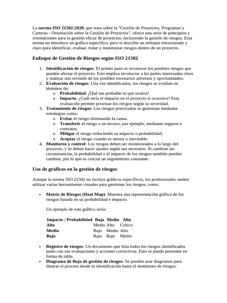 Gestión de Riesgos según ISO 21502:2020 | PDF | Evaluación de riesgos ...