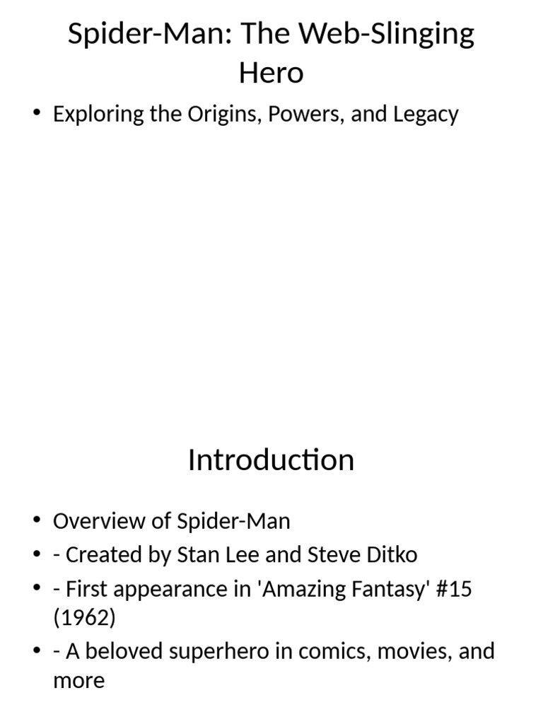 Spider-Man: Origins and Legacy Overview | PDF