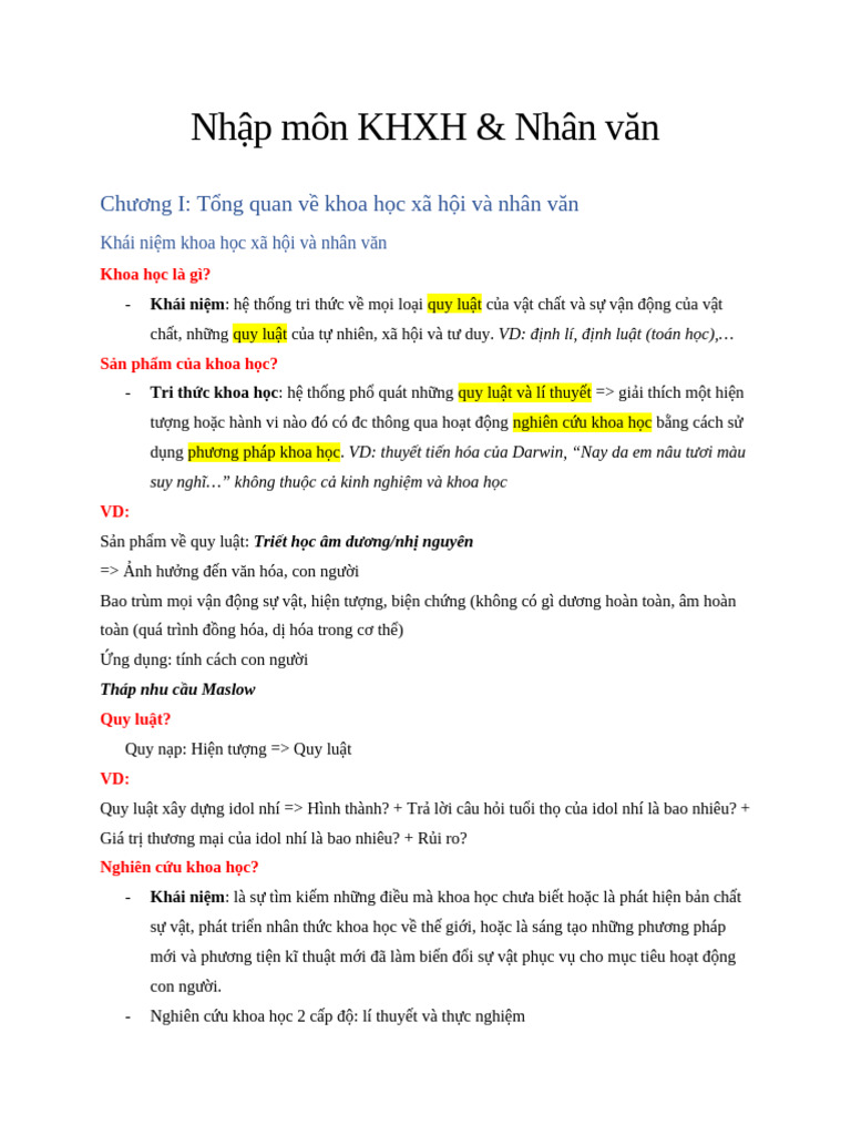 Vở ghi Nhập môn KHXH & NV | PDF