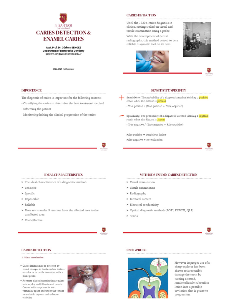 Caries Detection Enamel Caries Student Notes | PDF | Tooth Enamel ...