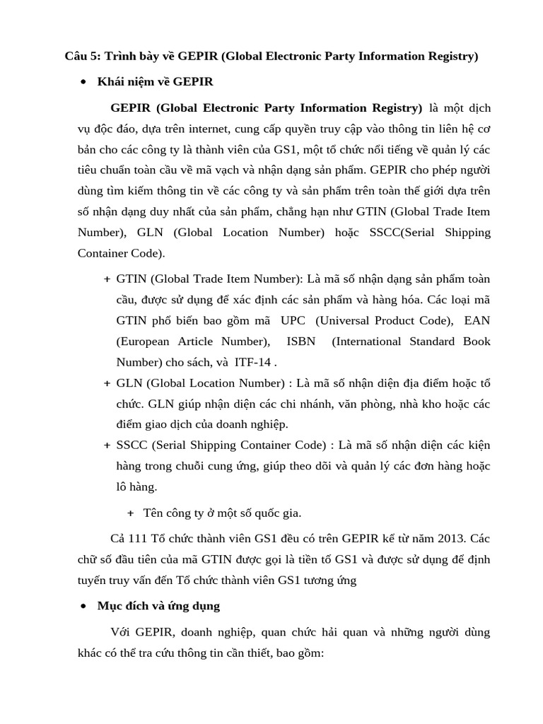 GEPIR | PDF