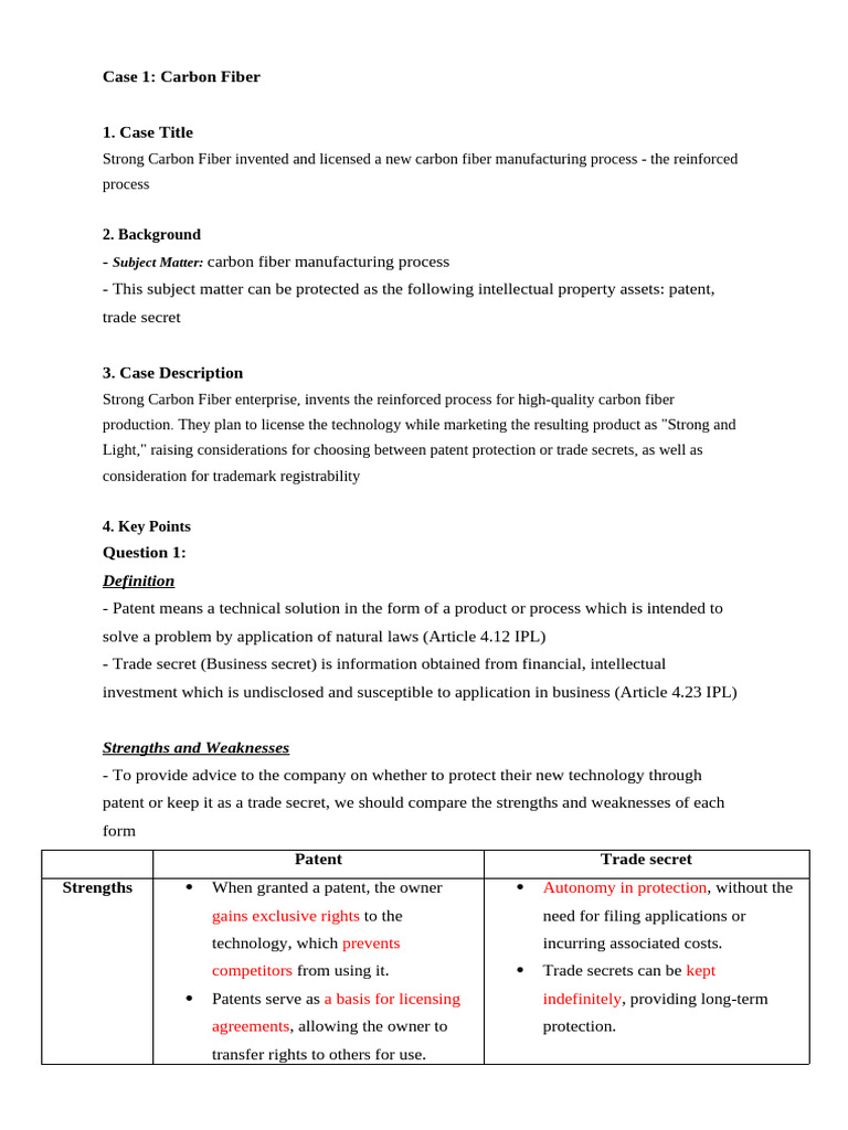 Case 1 | PDF | Patent | Trade Secret