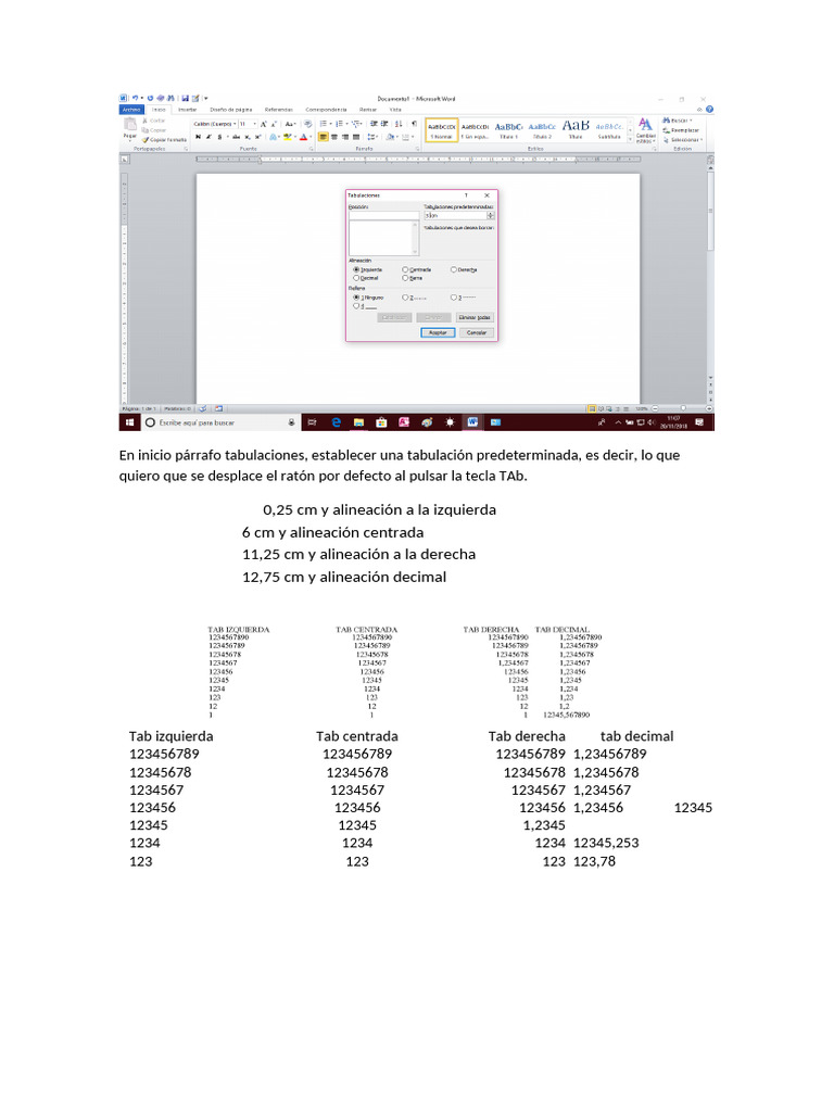 Explicación de Tabulaciones | PDF