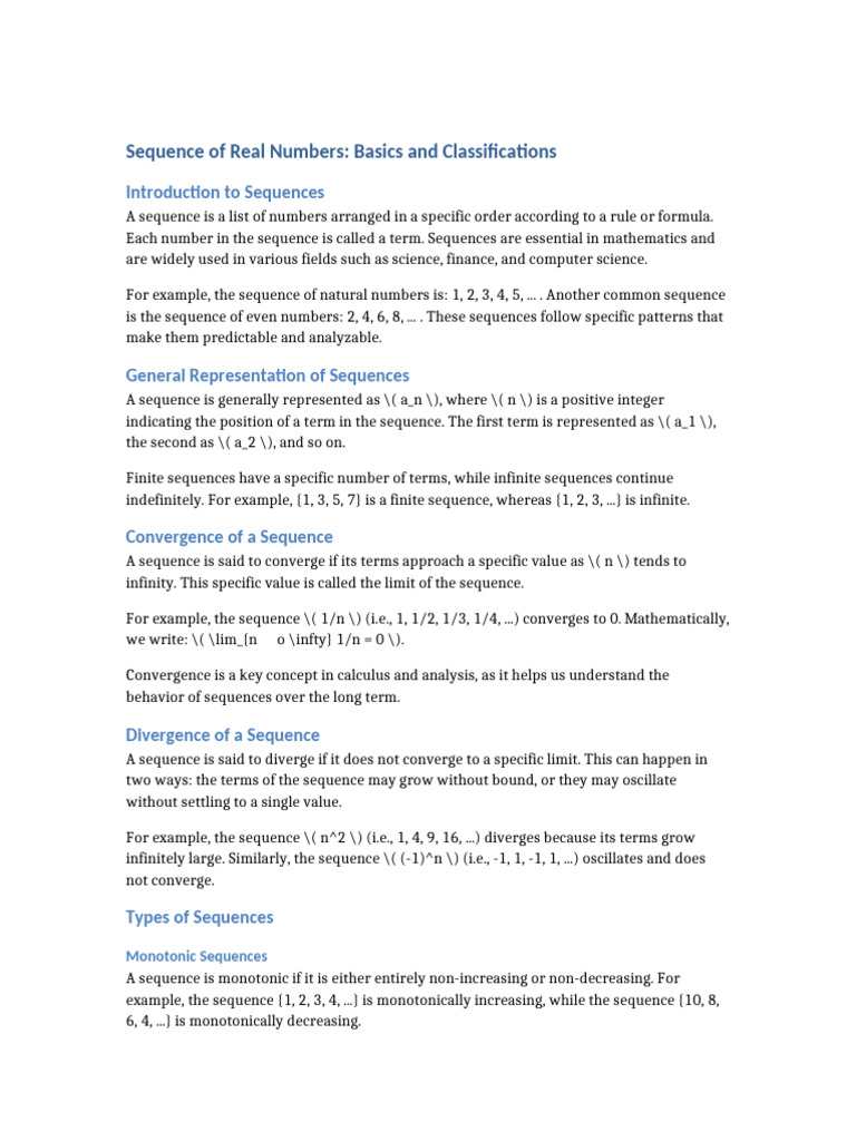 Sequence of Real Numbers | PDF | Sequence | Limit (Mathematics)