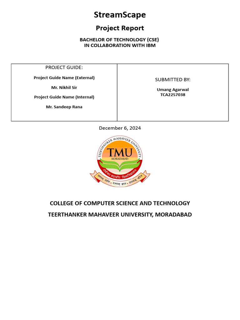 PDF - Ccsit - New - T004A TMU Project Report Template (IT Industrial Project) v5.0 | PDF | Page ...