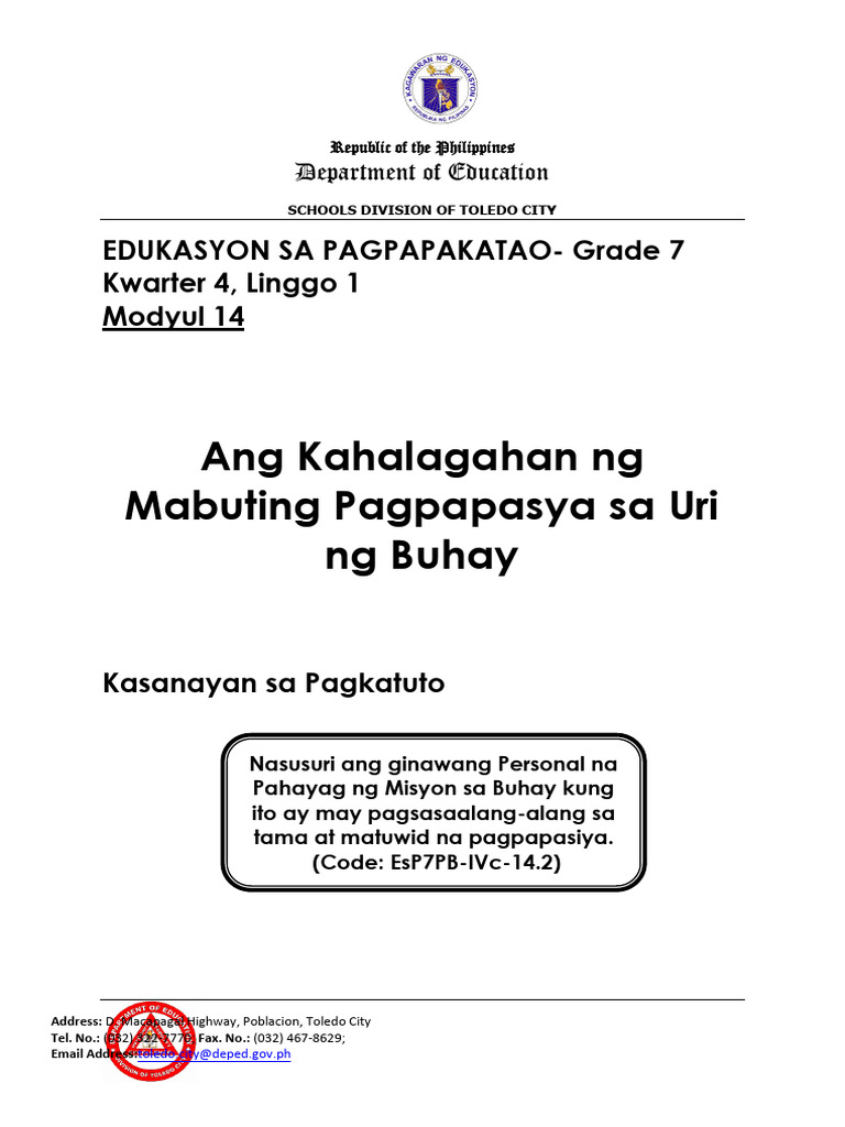 Esp7 q4 Mod14.2 Khlgahn-Sa-Pagppsiya v1-1 | PDF