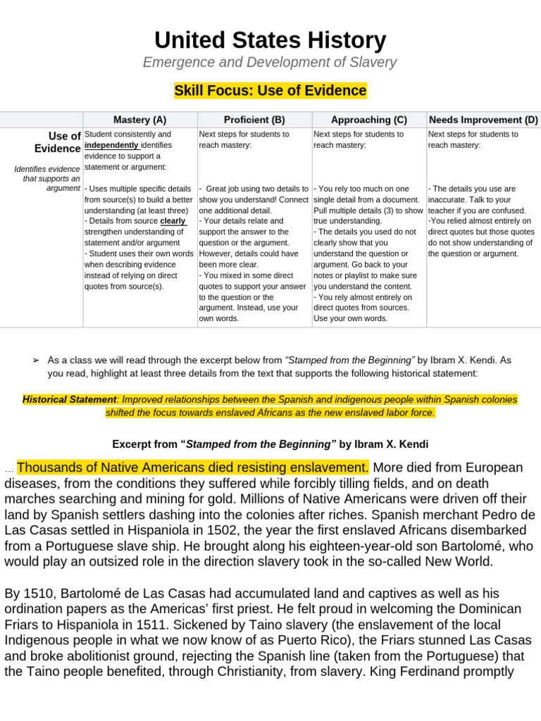 (1.2) USH - Emergence and Development of Slavery | PDF | Slavery ...