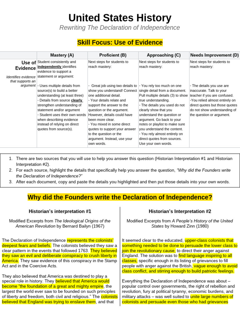 1.4] USH_ Rewriting Declaration of Independence | PDF | United States ...