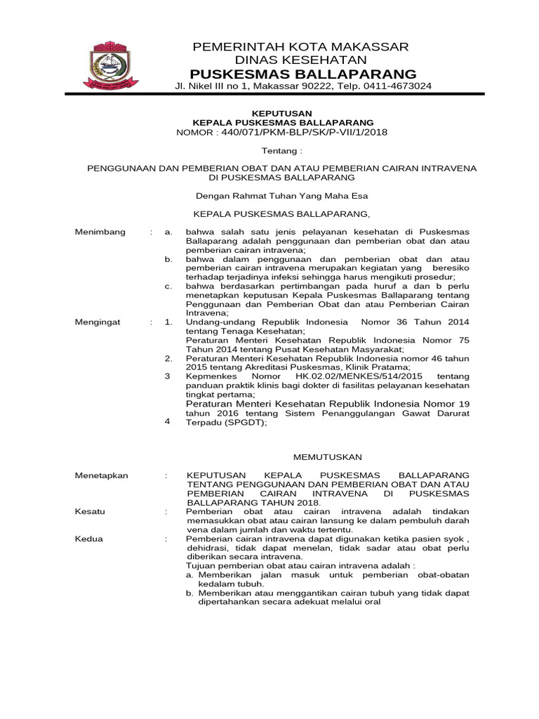 7.6.3.1 (A) SK PEMBERIAN OBAT ATAU CAIRAN IV | PDF