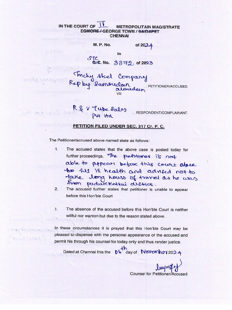 317 Petition Trichy Steel Co | PDF
