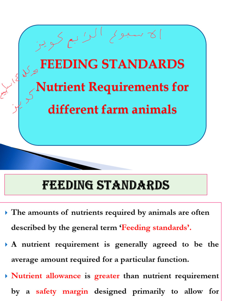 1-Feeding Standrad and Maintenace 2 | PDF | Nutrients | Thermoregulation
