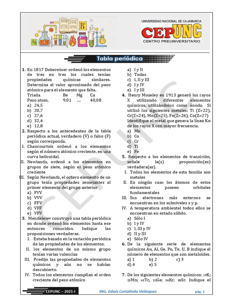 Práctica sem 03 Tabla periódica | PDF | Tabla periódica | Química