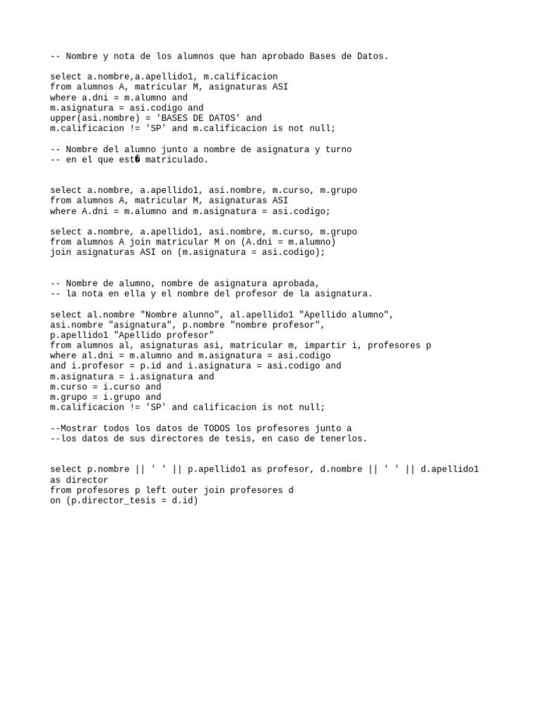 Consultas - Clase - dml2.sql 2 | PDF