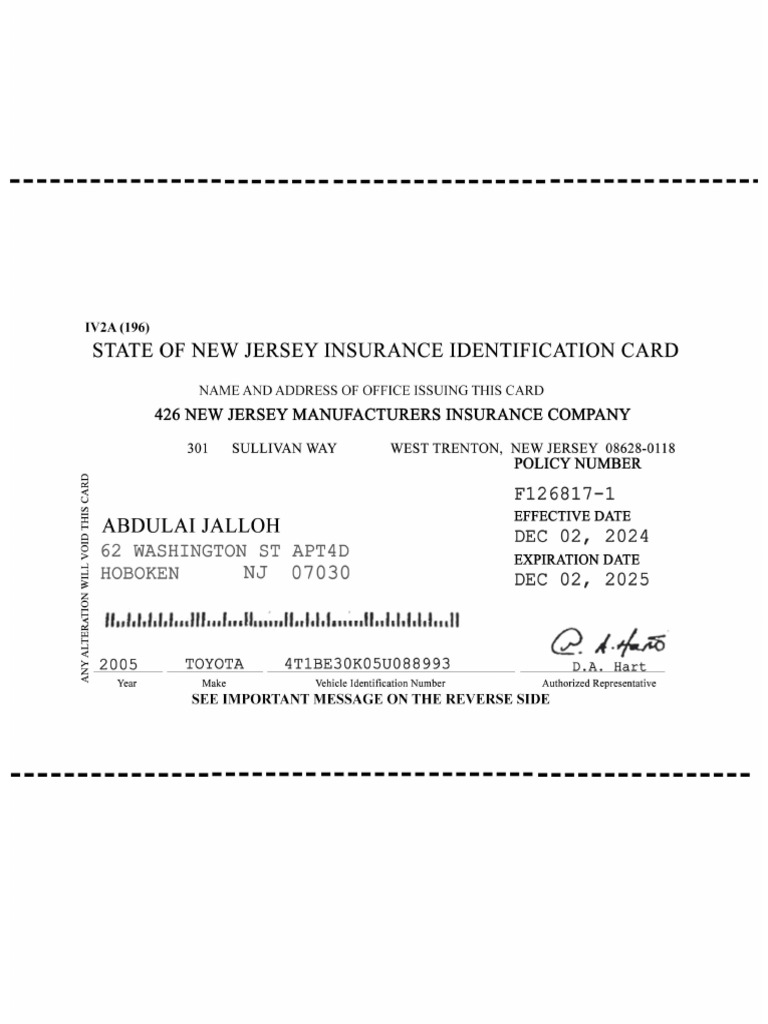 Abdulai Jalloh Insurance Identification Card | PDF