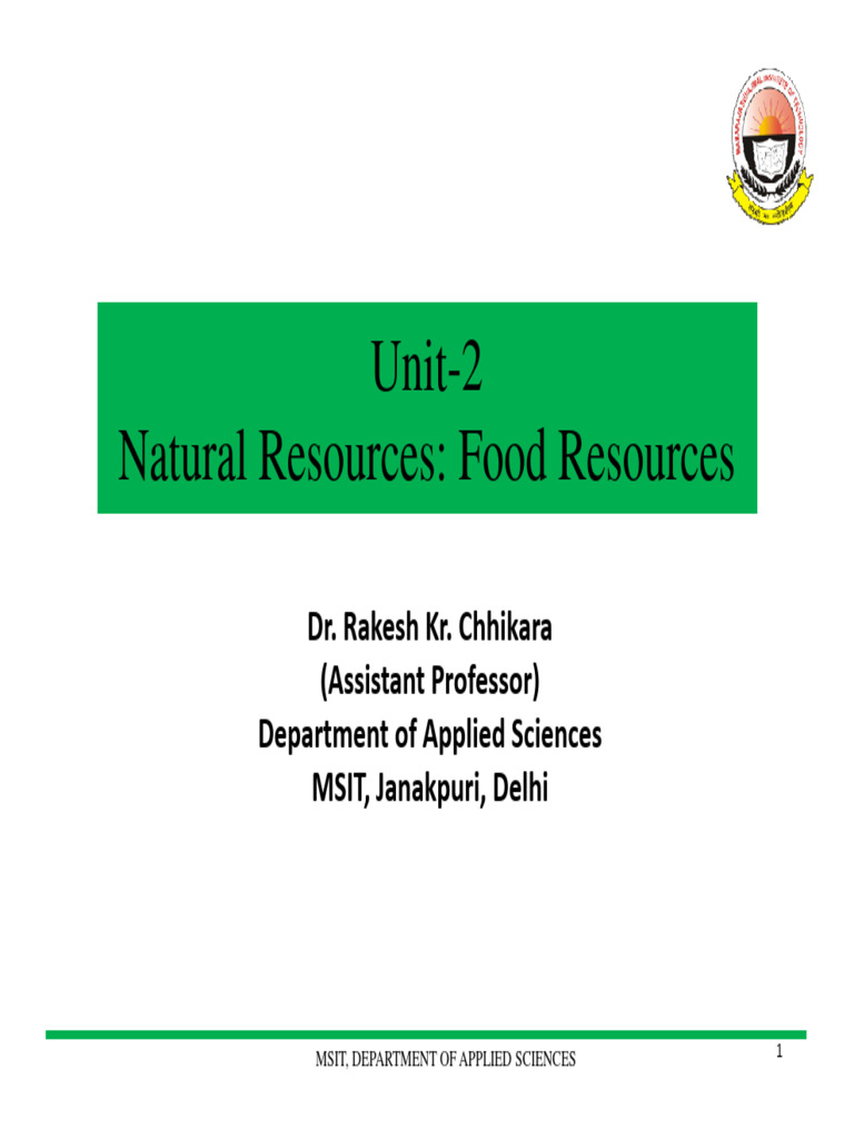 EVS Unit-1 Food Resources | PDF