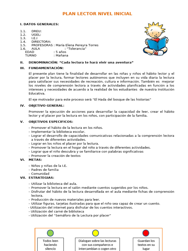 PLAN LECTOR y Tutoria NIVEL INICIAL | PDF | Violación | Enseñando