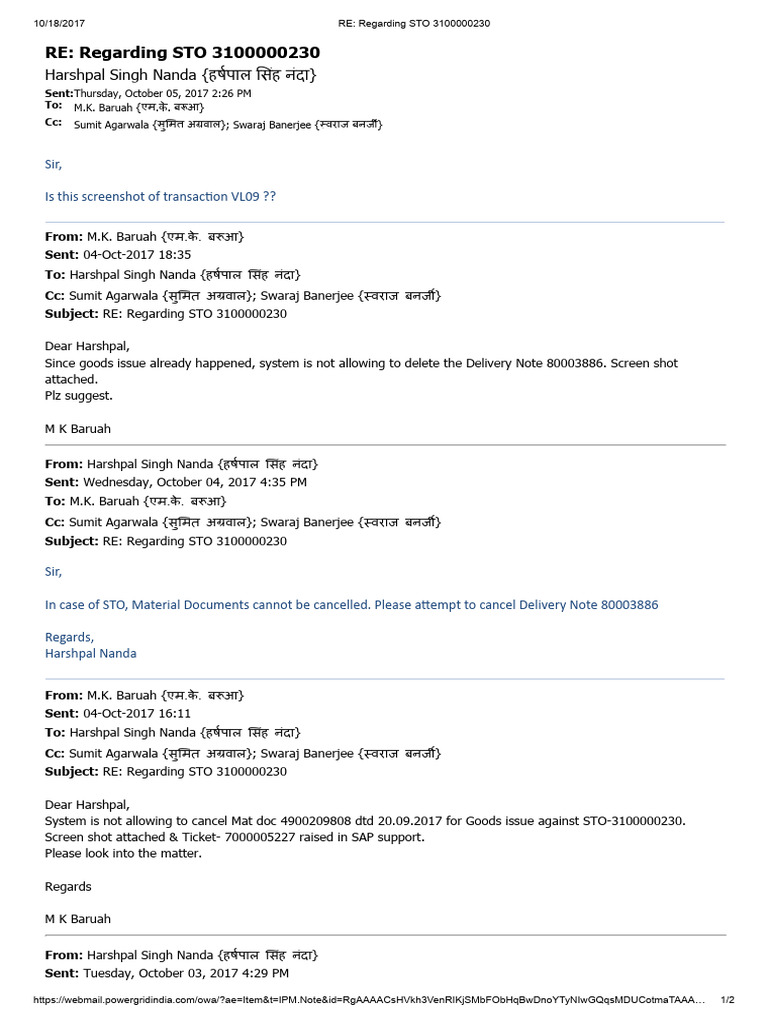 Cancellation Outbound Delivery Issue | PDF