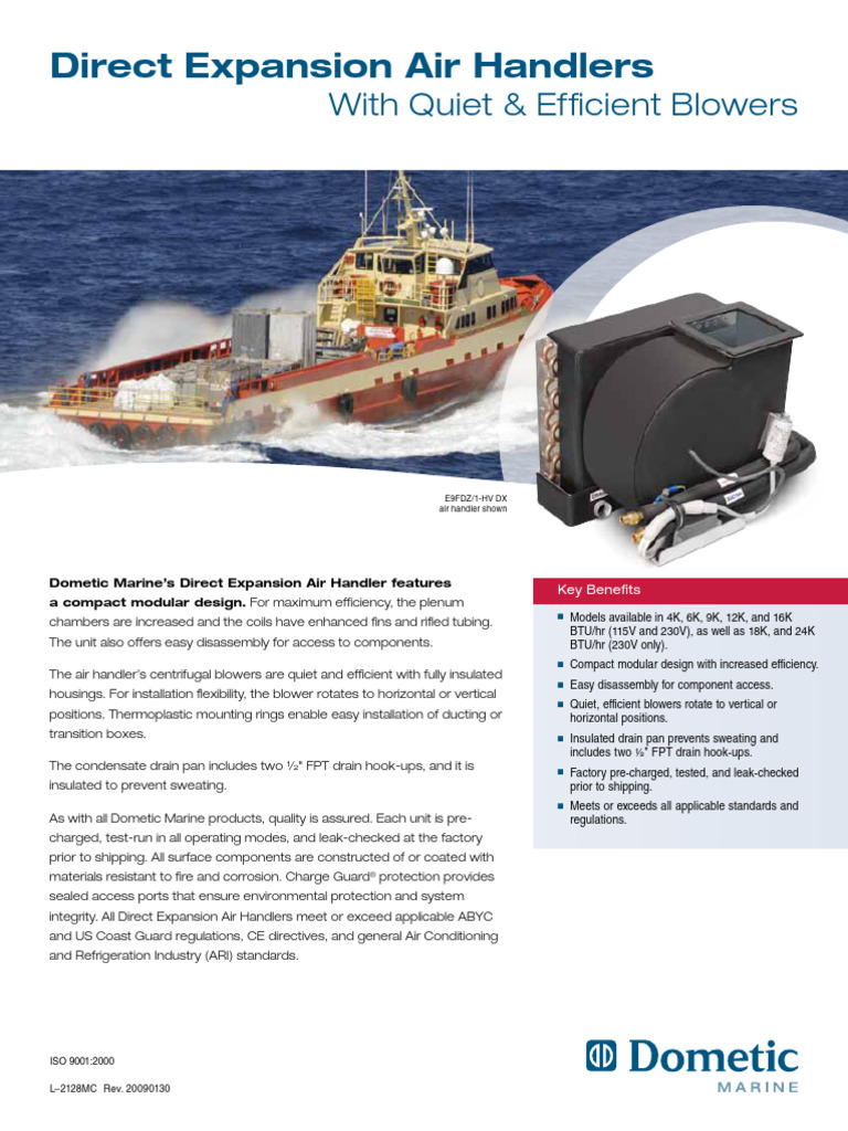 Direct Expansion Air Handler Specification Sheet | PDF | Duct (Flow ...