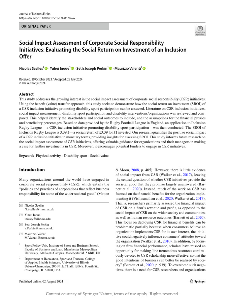 Social Impact Assessment of Corporate Social Respo | PDF | Corporate Social Responsibility ...