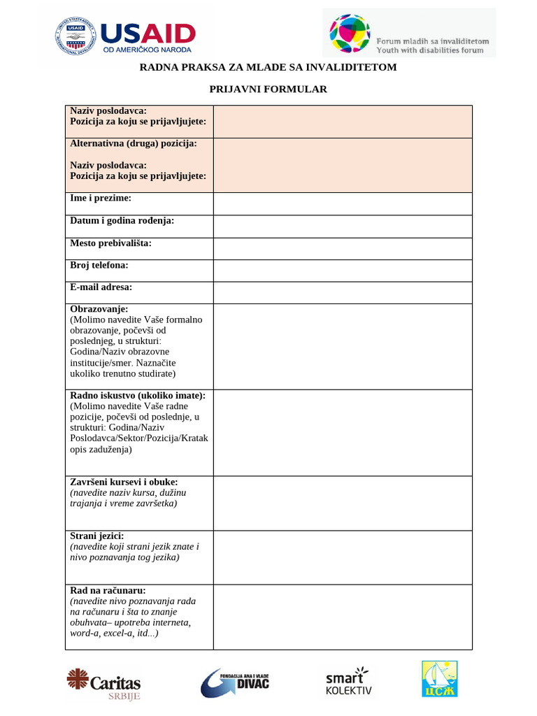 Prijavni Formular | PDF
