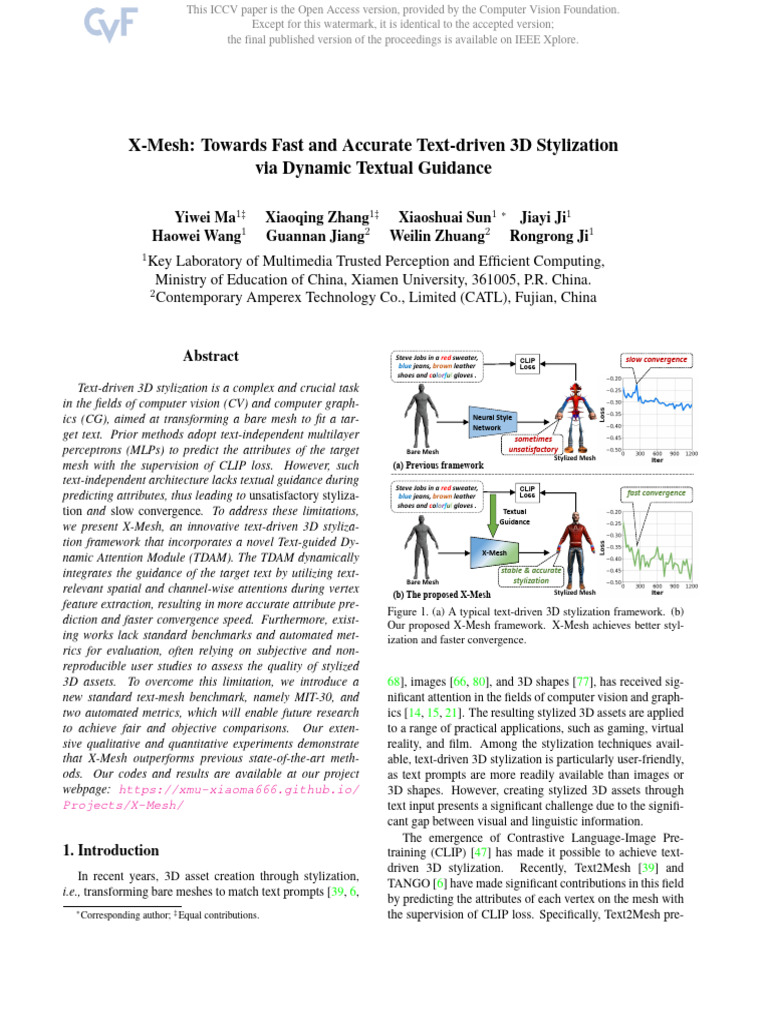 (ICCV) Ma X-Mesh Towards Fast and Accurate Text-Driven 3D Stylization Via Dynamic ICCV 2023 ...
