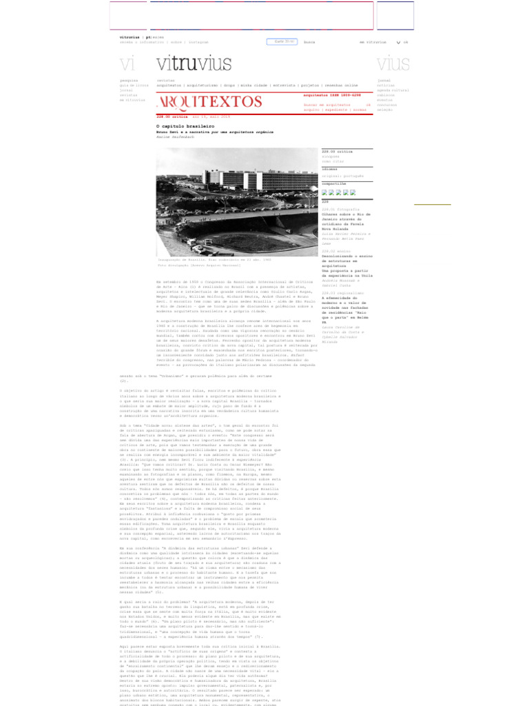 Arquitextos 228.00 Crítica - O Capítulo Brasileiro - Vitruvius | PDF | Vida | Itália