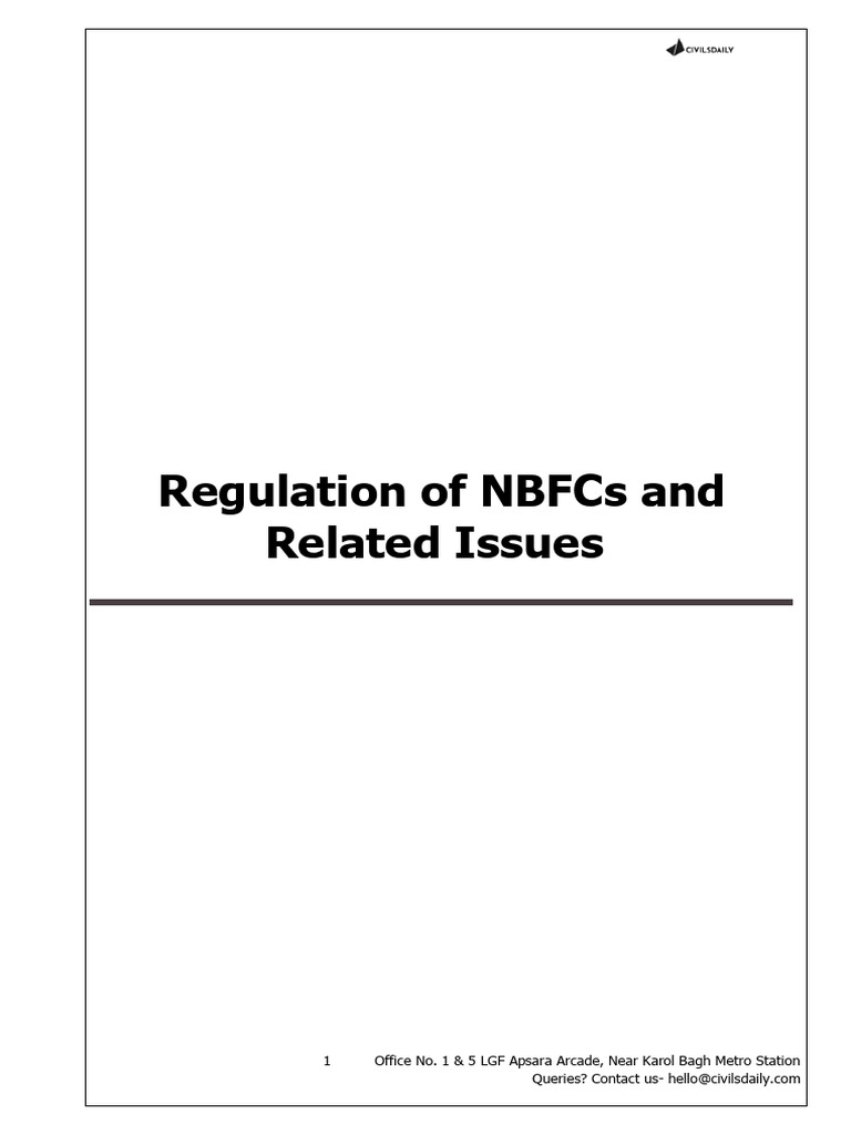 Regulation of NBFCs and Related Issues | PDF | Banks | Non Bank ...
