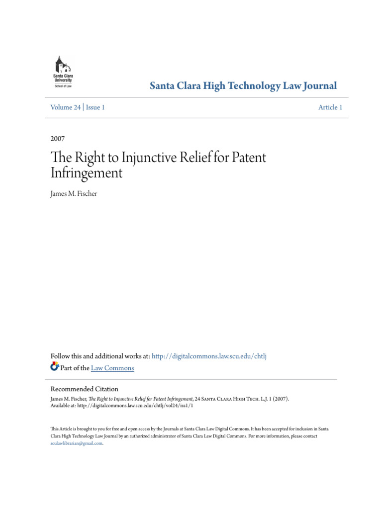 Injunctive Relief in Patent Law Analysis | PDF | Legal Remedy | Equity ...