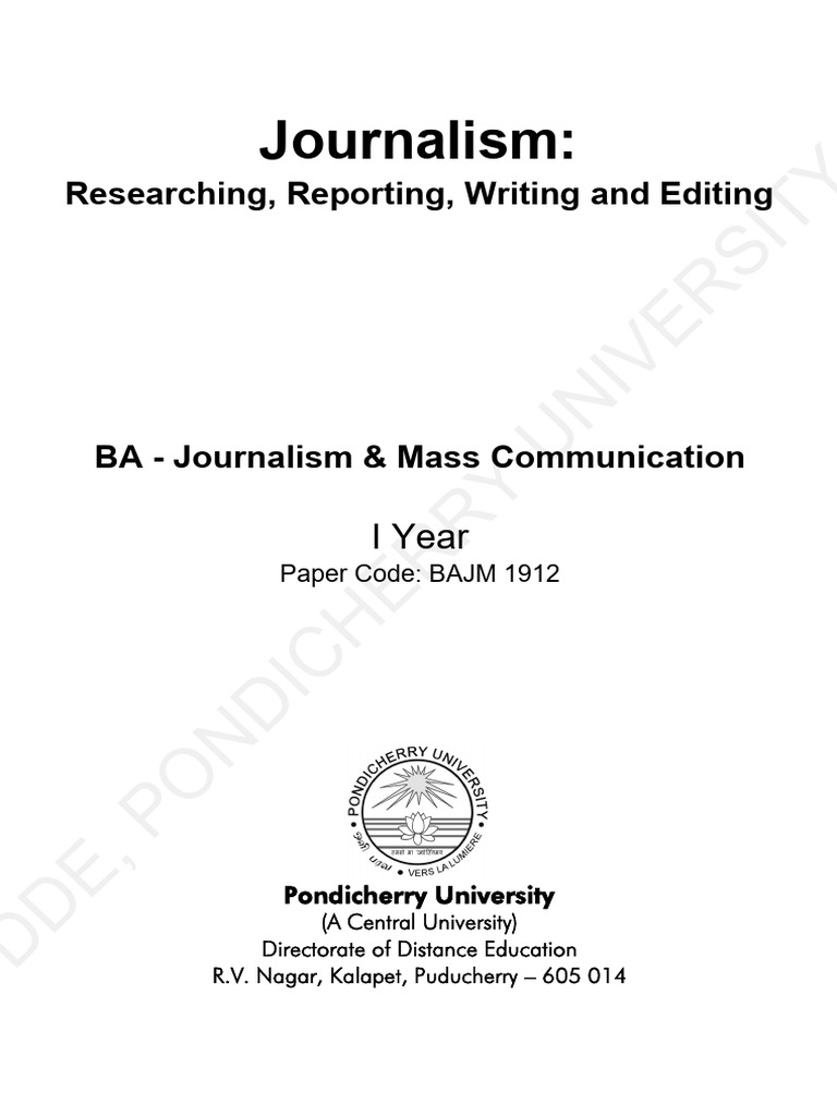 BAJM1912 Journalism Researching Reporting Writingand Editing | PDF ...