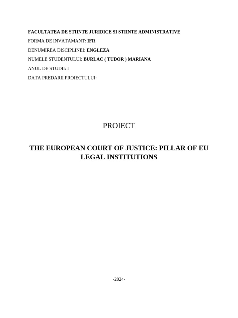 European Court of Justice: EU Legal Pillar | PDF | European Court Of ...