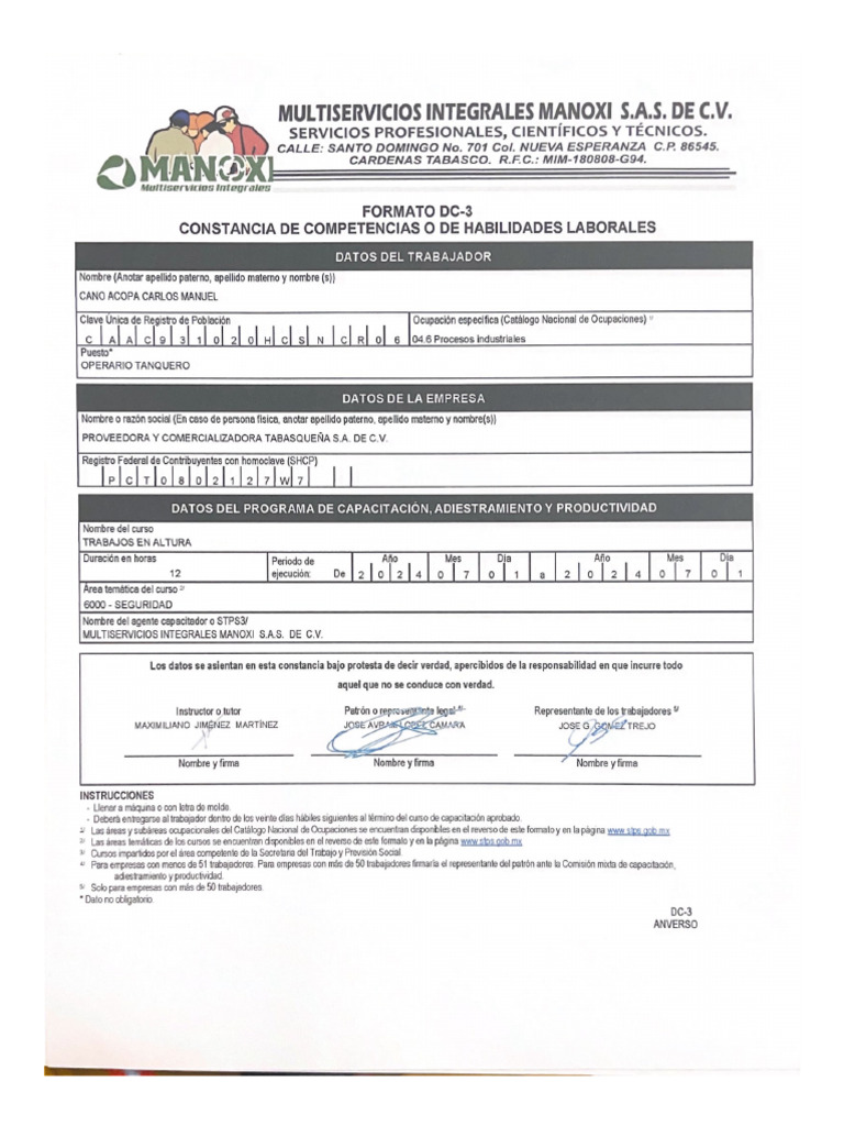 Multiservicios Integrales Manoxi S.A.S. de C.V. | PDF