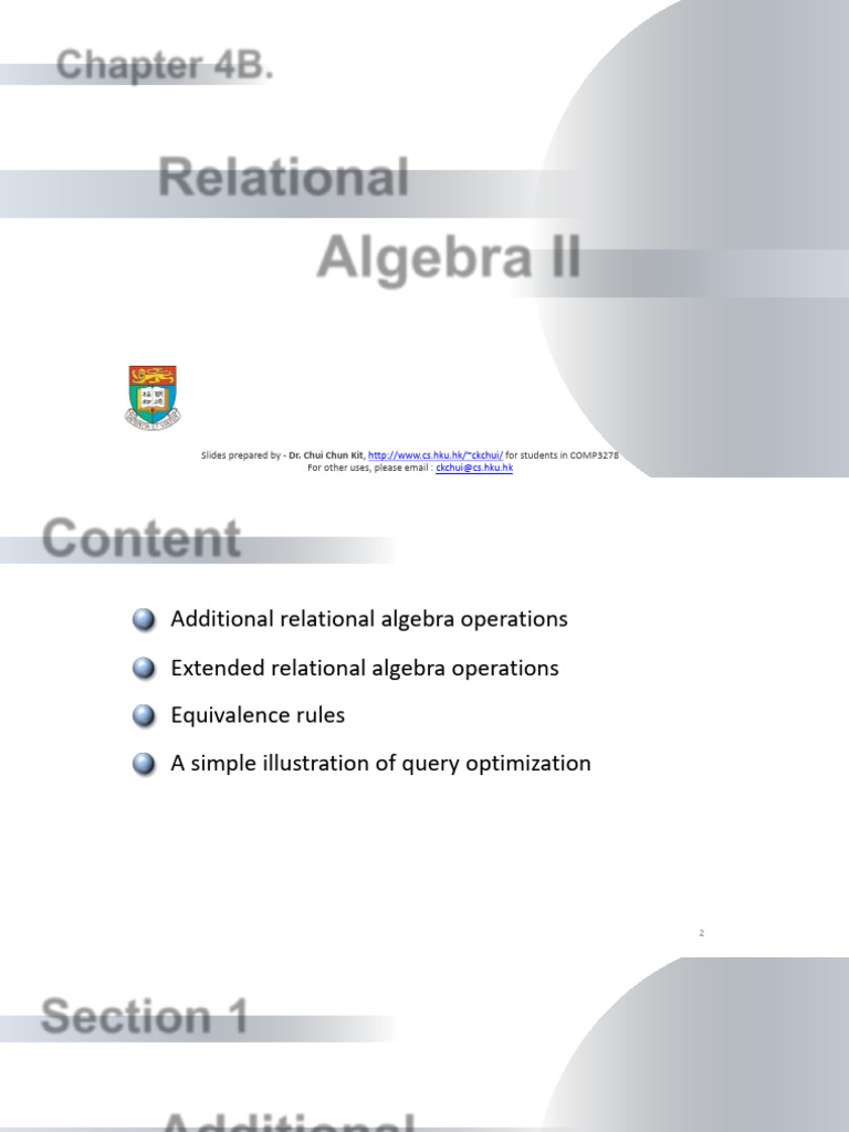 Chapter 4 - B - Relational - Algebra II | PDF | Relational Model | Mathematical Logic