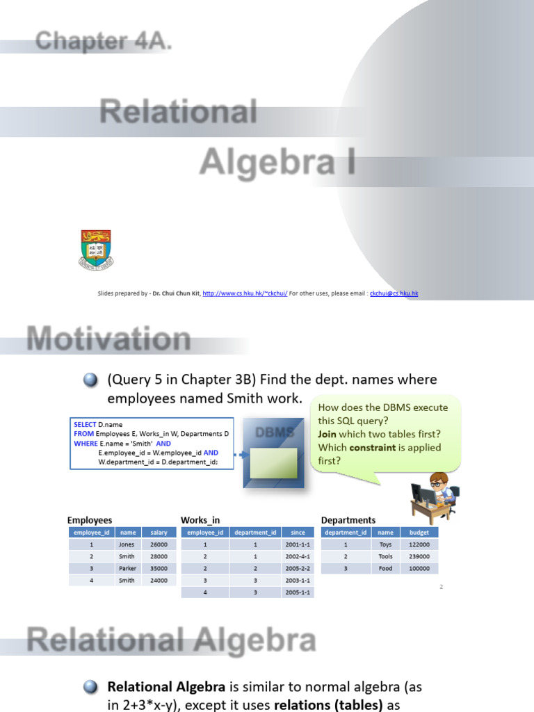 Chapter 4 - A - Relational - Algebra I | PDF | Relational Model | Relational Database