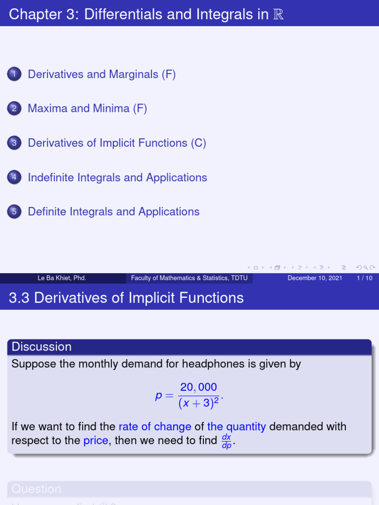 3.3 Derivatives of Implicit Functions | PDF | Tangent | Derivative