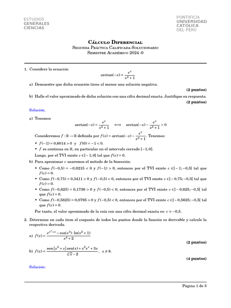 PC2-2024-0 - Solucionario | PDF | Pi | Funciones y mapeos