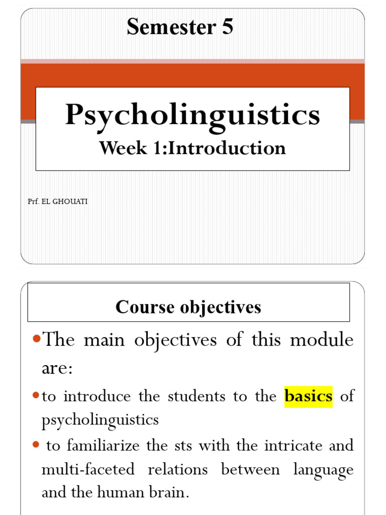 Introduction To Psycholinguistics 1 Pdf Psycholinguistics Linguistics