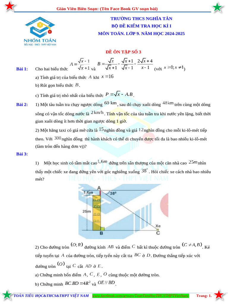 Hk1 Toan 9-24-25 Tl Nghia Tan De3 Spc7 Thcs Vn Thangvu | PDF