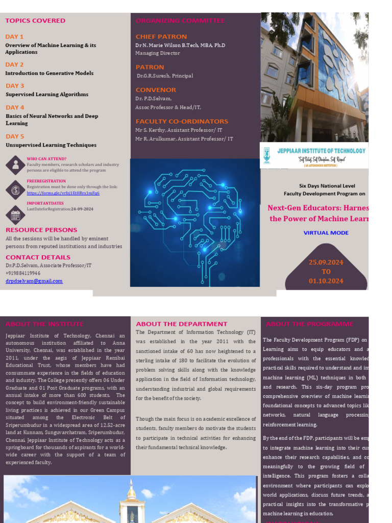 Brochure-National Level Virtual FDP | PDF | Machine Learning | Learning