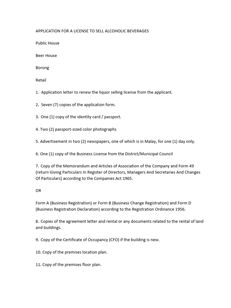 Checklist For Liquor - Bentong | PDF