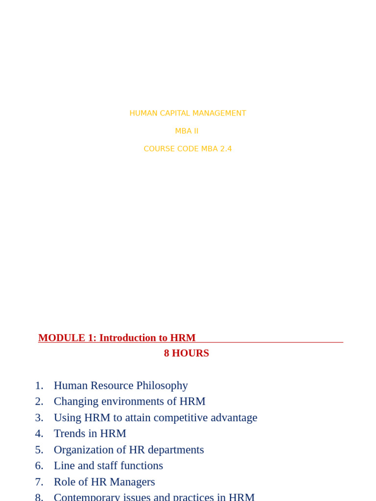Module 1 HCM | PDF | Performance Appraisal | Human Resource Management