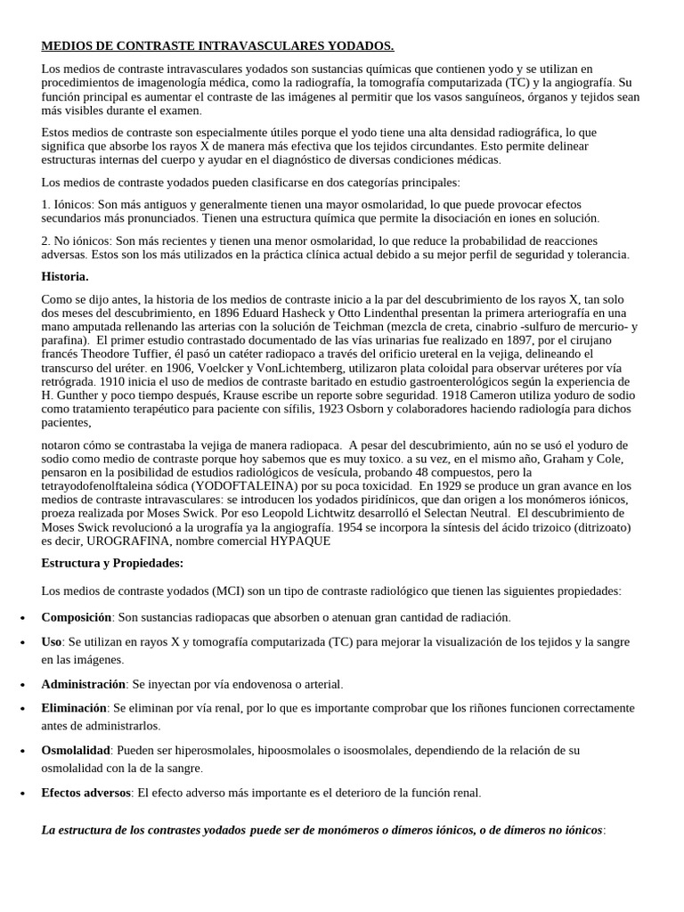 Medios de Contraste Yodado Naomi | PDF | Enlace iónico | Corazón