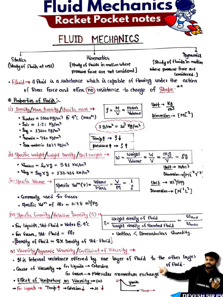 Fluid Mechanics Short Note | PDF