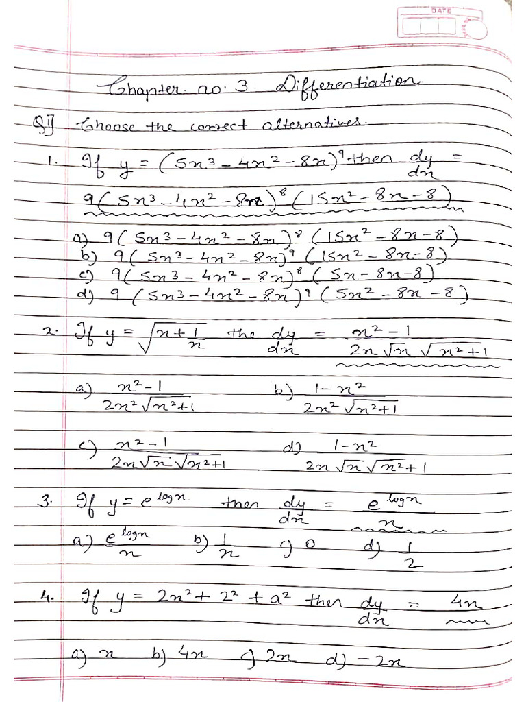 Chapter No.3 Differentiation | PDF