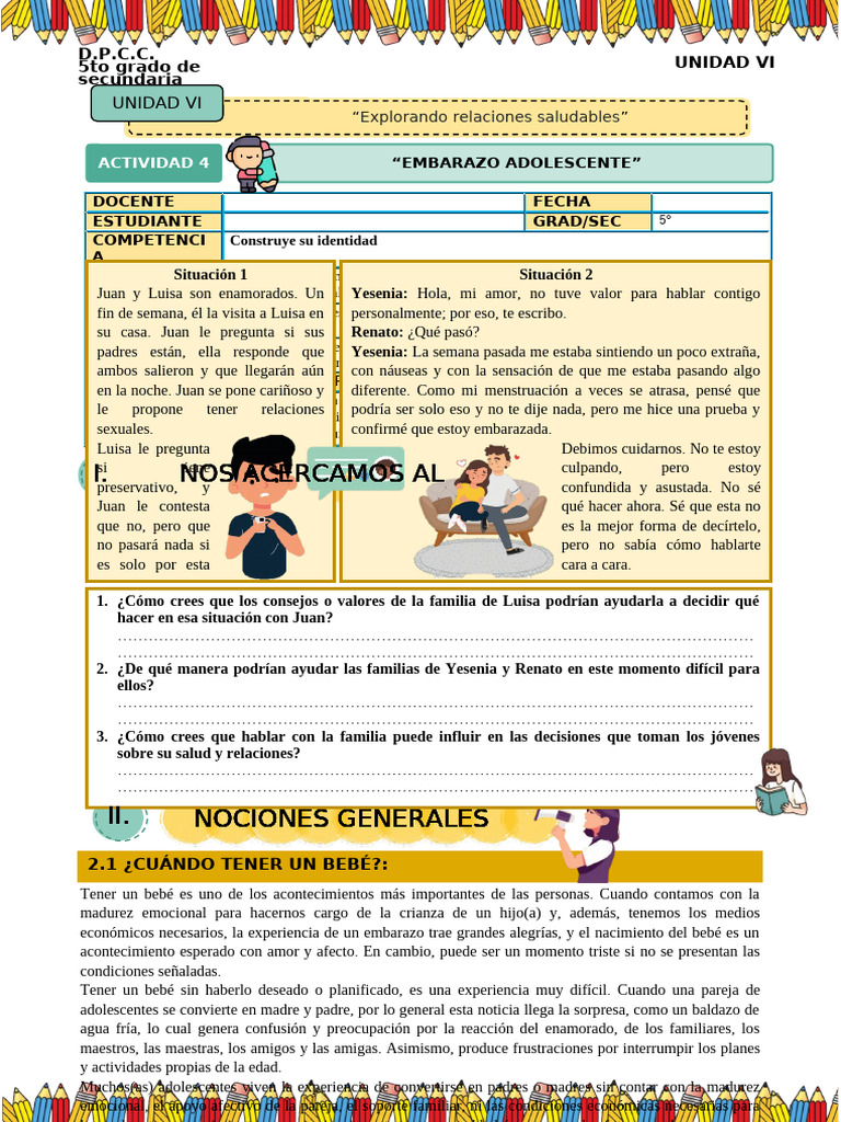 5° DPCC -ACTV.04-UNI.6 2024 | PDF | Control de la natalidad | El embarazo