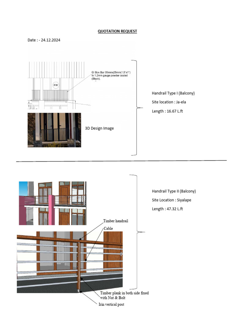 3D Design Quotation for Handrails | PDF
