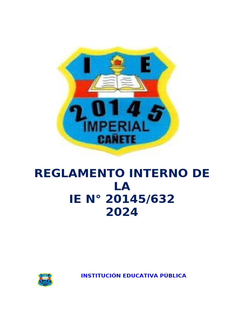 Reglamento Interno IE N° 20145/632 2024 | PDF | Evaluación | Maestros