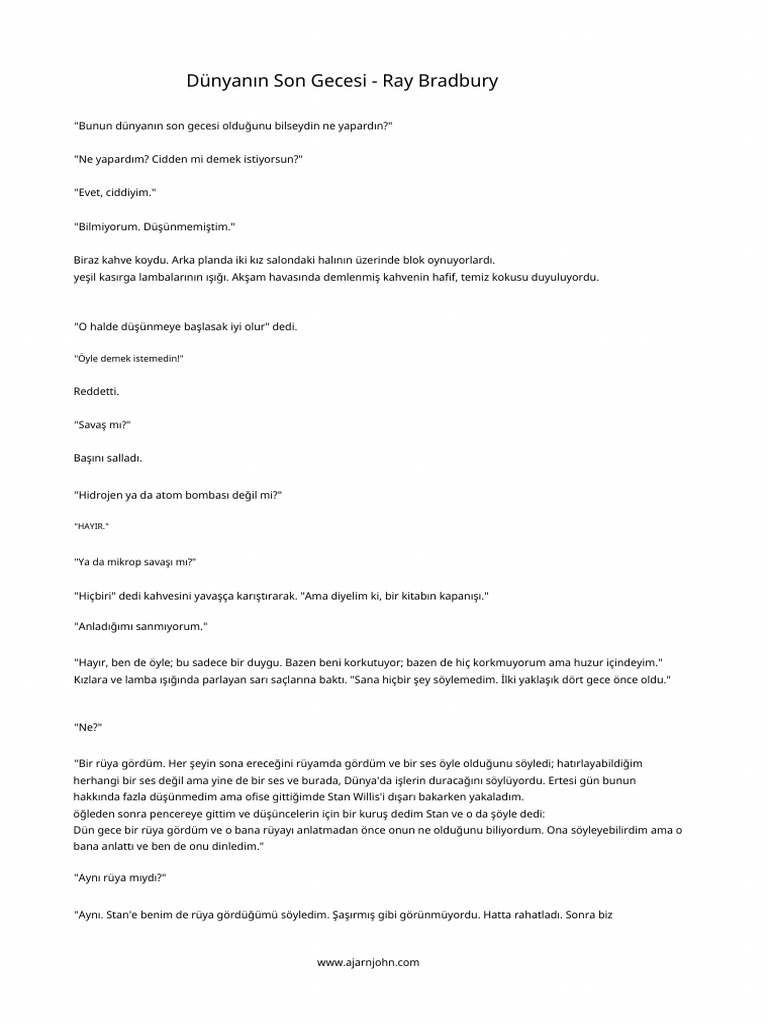 The Last Night of The World Bradbury Ray | PDF