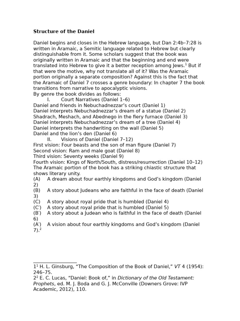 Structure of Daniel: Genres Explained | PDF | Daniel (Biblical Figure ...