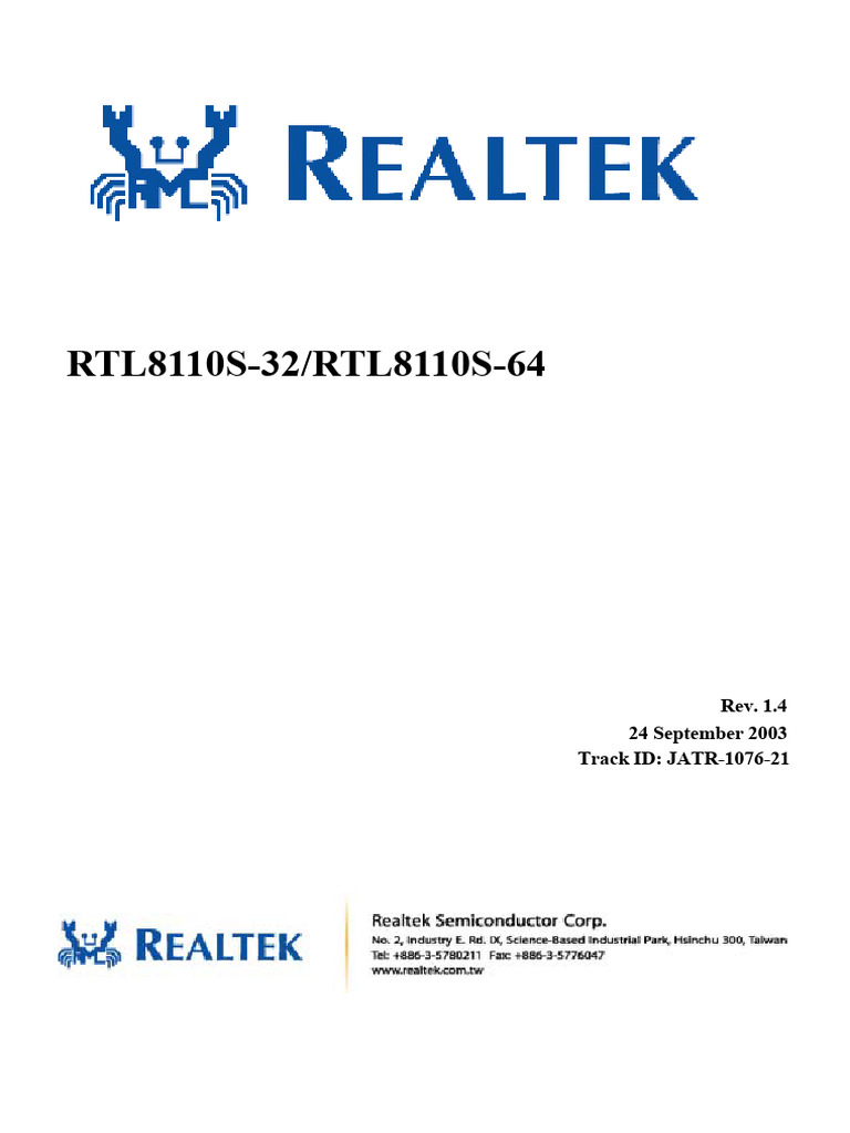 RTL 8110 S | PDF | Computer Engineering | Computer Data