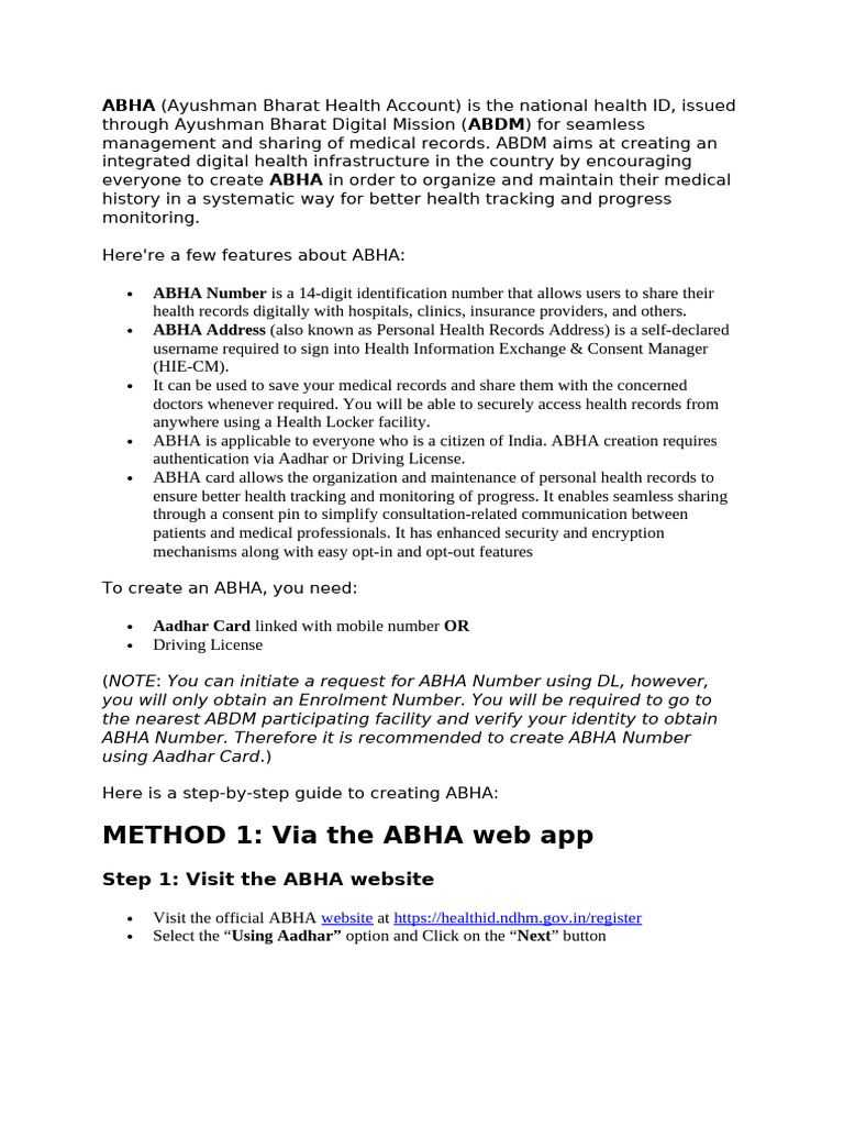 How To Create ABHA For India's Digital Health Ecosystem (ABDM) | PDF ...